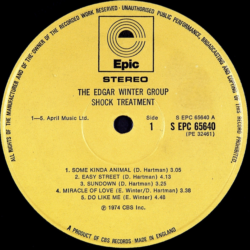 EDGAR WINTER GROUP-SHOCK TREATMENT-1974-ПЕРВЫЙ ПРЕСС UK-EPIC-NMINT/NMINT